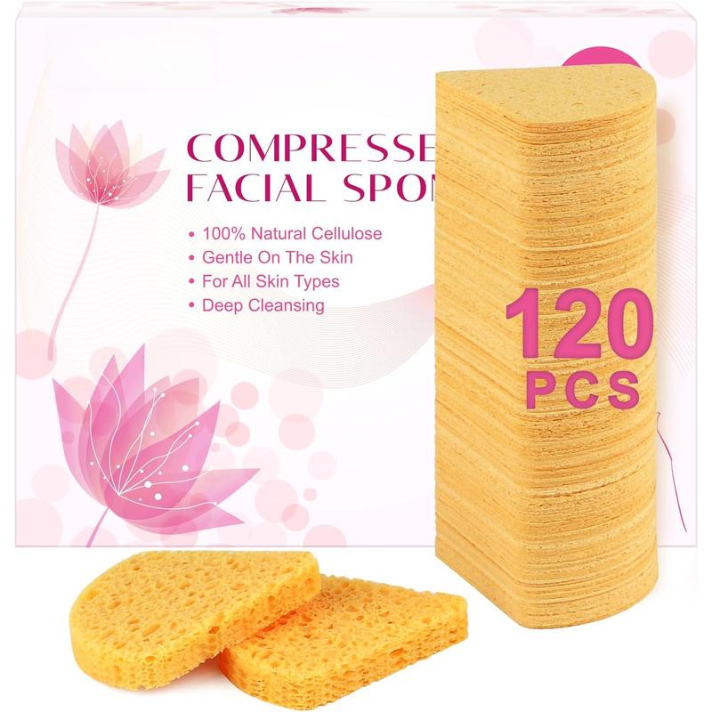 120-Count Compressed Facial Sponges, Sponges for Cleansing, Cellulose ...