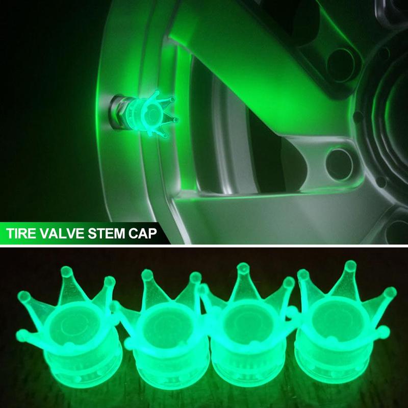 4Pcs Crown Luminous Style Car Wheel Tire Valve Caps Tyre Rim - TikTok ...