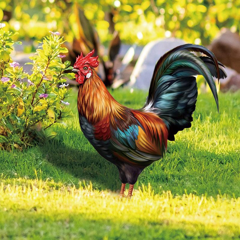3D Metal Iron Art Simulation Rooster Duck Courtyard Floor Insert ...