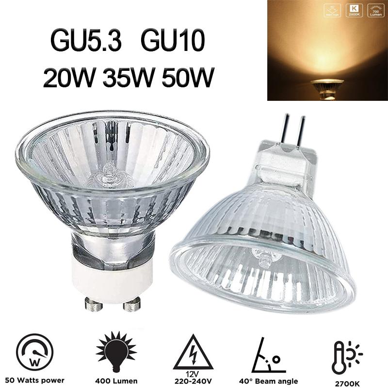 MR11/MR16/GU10 220V 12V 35W 50Watt Base Light Bulb Lamp Halogen ...