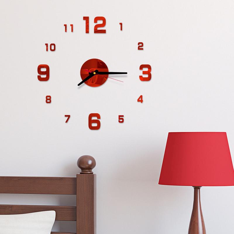Jam dinding kesan cermin akrilik 3D, pelekat DIY, Mural, pelekat ...