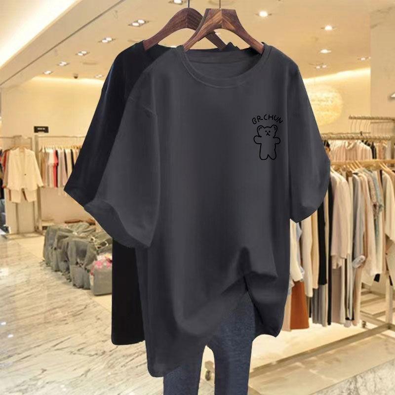 Plus Size Oversize 150KG Women Loose Casual Cartoon Bear Round Neck T ...