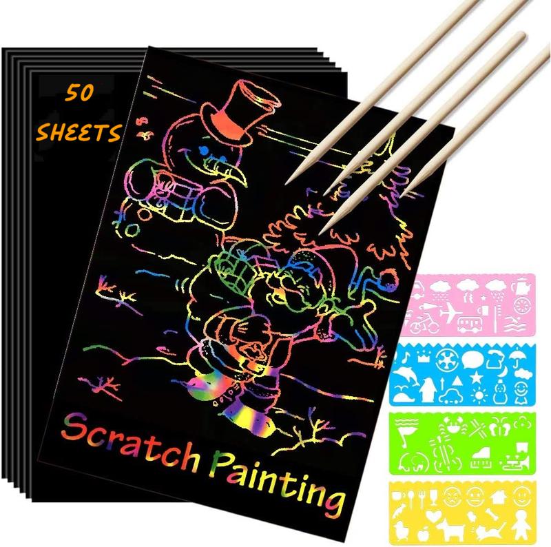 Scratch Paper Art Set, 50 Pcs Rainbow Magic Scratch Paper fo - TikTok ...