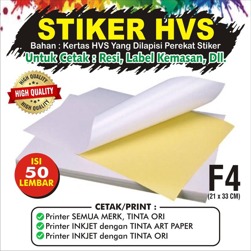 Sticker HVS F4 isi 50 lembar / Kertas Stiker Doff Matte Folio - Shop ...