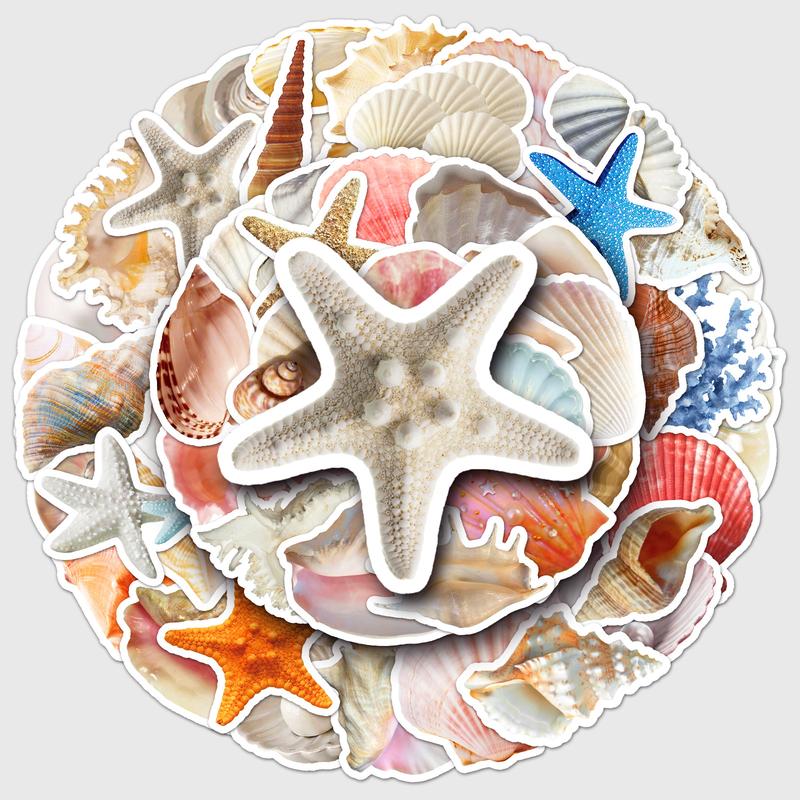 🐚 50pcs Seashell Stickers - Oceanic Boho Decals Multicolor - TikTok ...