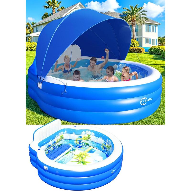 2025 Upgraded Inflatable Pool with Canopy, Inflatable Family Lounge ...