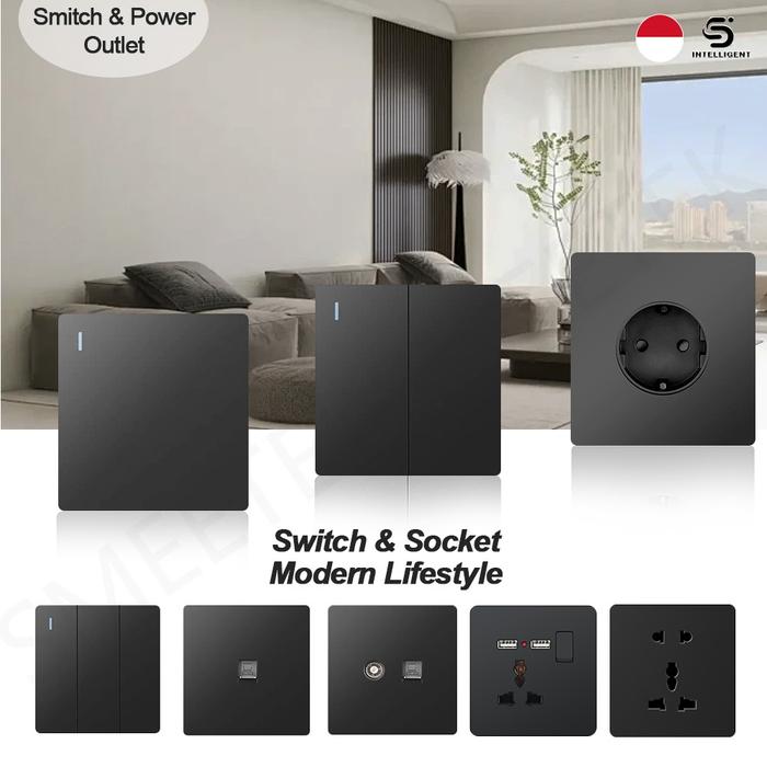 Promo SOKOSA Soket Stop Kontak SNI Saklar On Off Hitam Kabel Tembaga PC ...