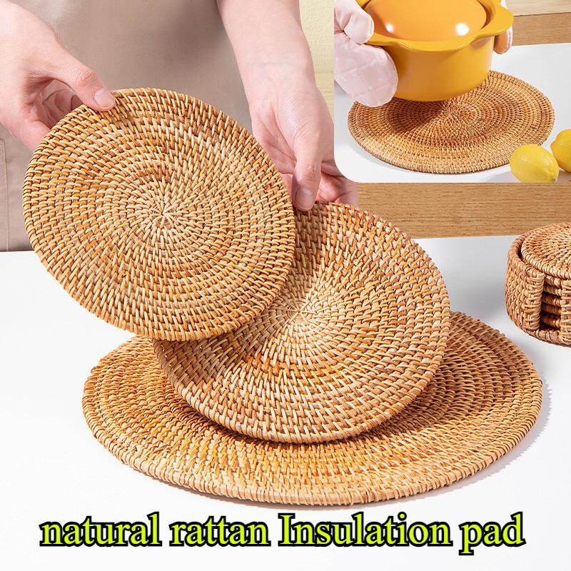 Coaster Rotan Bulat Buatan Tangan, Penebat, Pad Cawan Kopi, Tikar ...