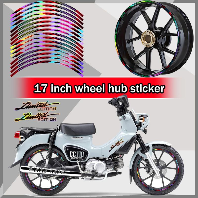 Motorcycle 17 Inch Wheel Hub Stickers Rim Decals Decoration for Honda ...
