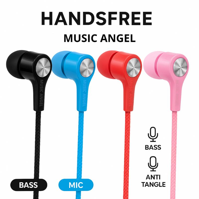 Handsfree Music Angel Headset Super Bass Earphone Kabel Warna Warni ...