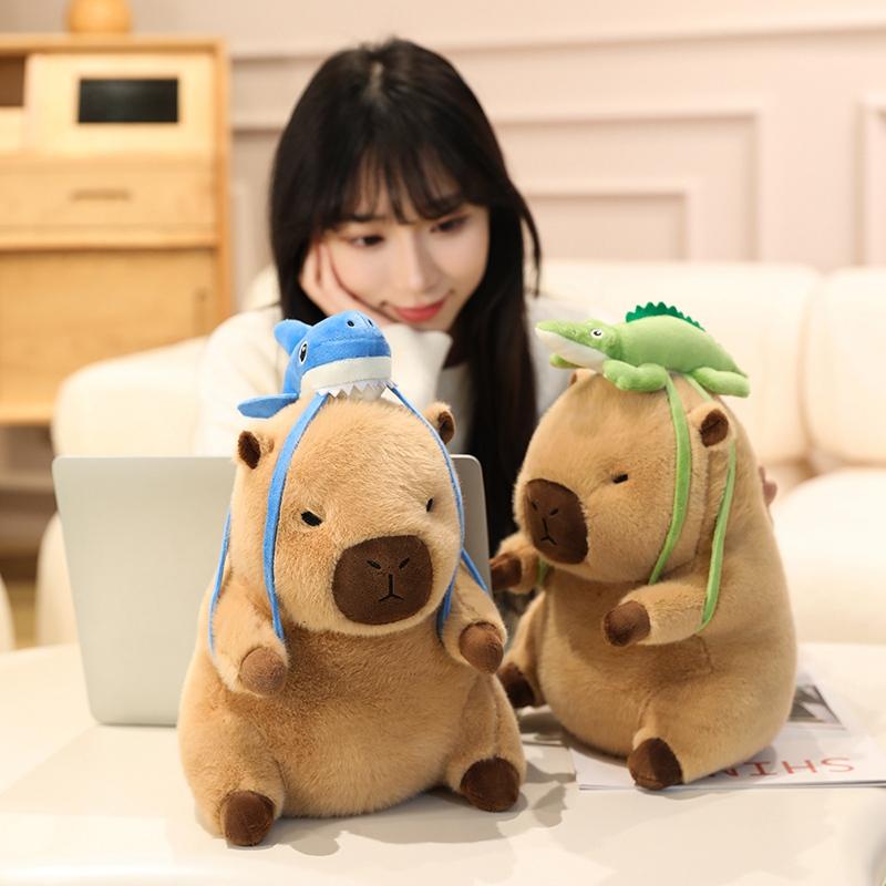 20/30/40CM Travel Capybara Plush Toy cute Capibara Wear Hat Stuffed ...