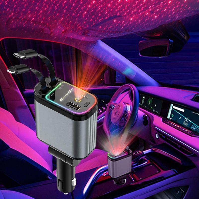4 in 1 Car Charger, 1 Count 66W Car Charger with Dual Retractable ...