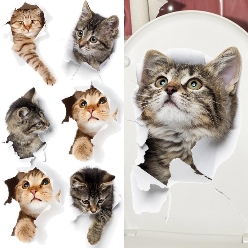 Pelekat Tandas Haiwan, Reka Bentuk Comel, dengan Ekspresi Kucing Kartun ...
