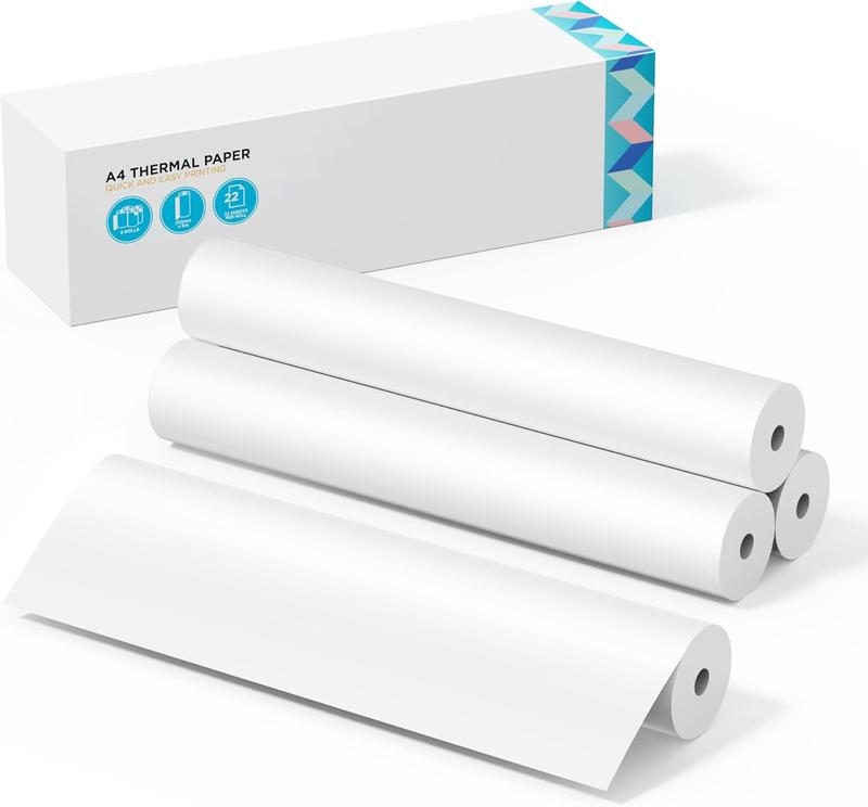 A4 Thermal Paper 4 Rolls, 8.27x11.69 Inch Thermal Paper(8.27''/210mm ...