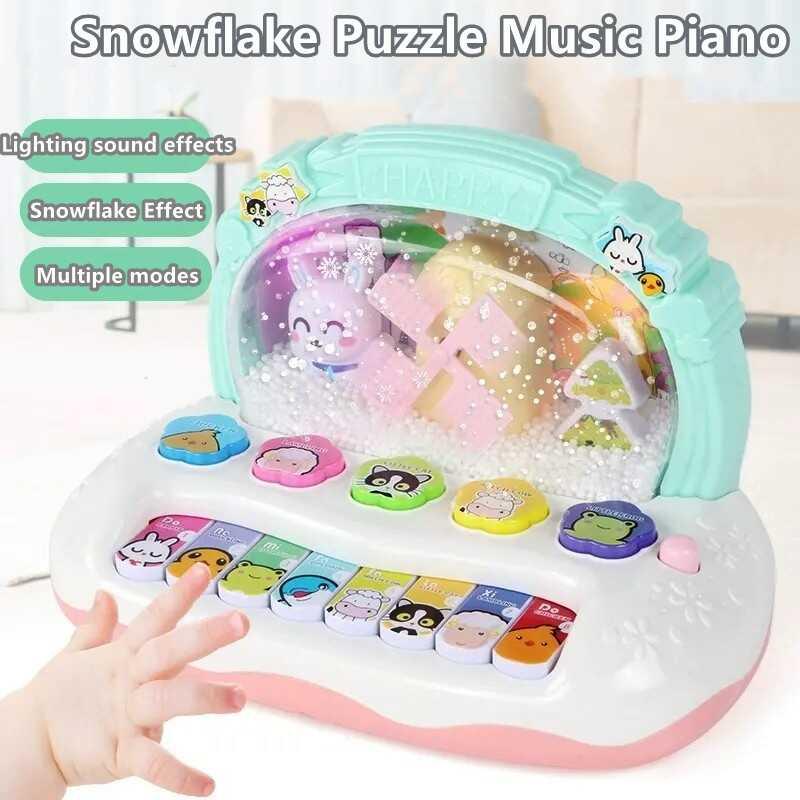 Baby Rotating Music Piano with Light Sound Snowflake Musical Instrument ...