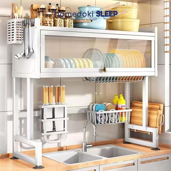 Promo Homedoki Rak Piring Wastafel Stainless/Rak Piring Tertutup/Rak ...