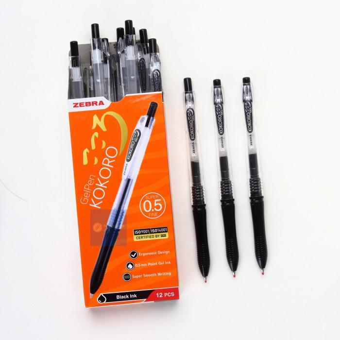 Jual Zebra Gel Pen Kokoro Hitam 0.5mm Tinta Bolpen Stationery Sweet ...