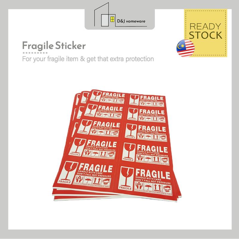 Fragile Sticker Label Warning 5CMx9CM / Sticker Mudah Pecah (100pcs ...