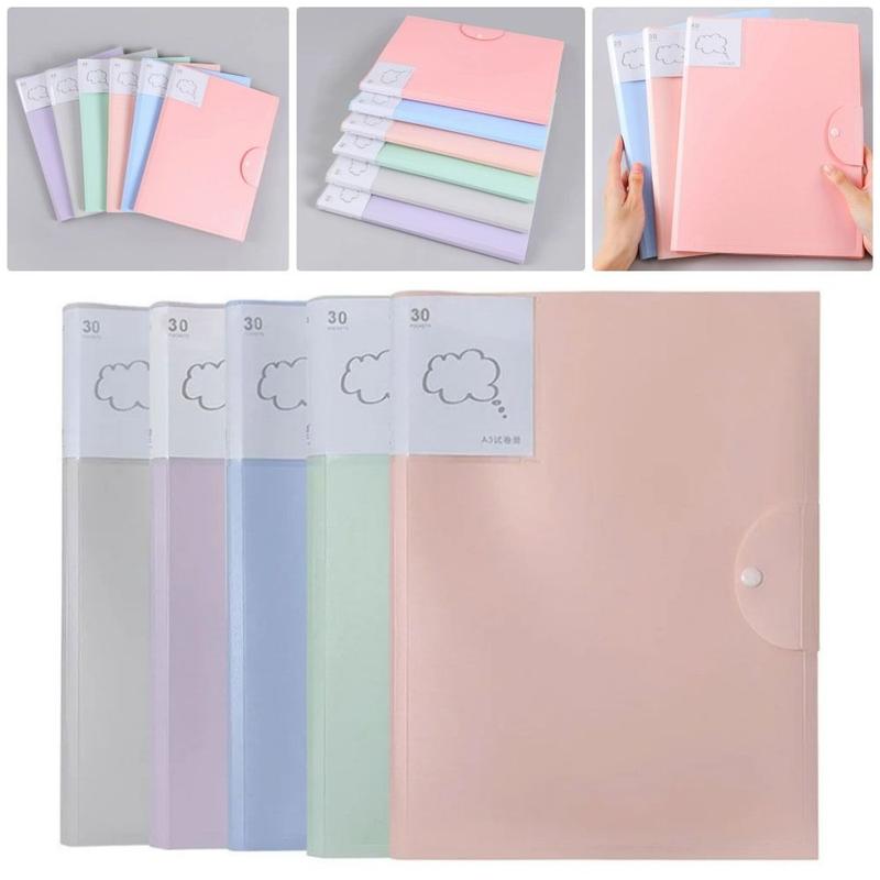 1Pcs Waterproof 20/30/40 Pages A3 Paper File Folder Student Stationery ...