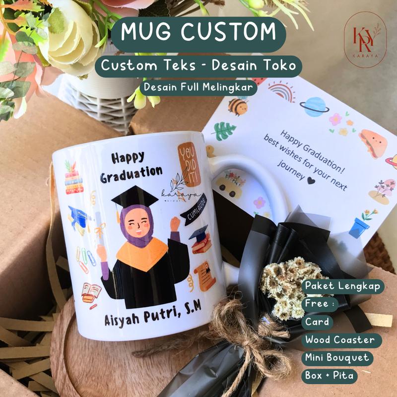 Mug Gelas Custom Gift Mug Karakter Hadiah Wisuda Kado Ulang Tahun ...