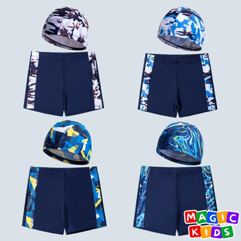 Magic Kids Swimwear 3-14Y Swimming Trunks & Silk Cap Quick-Drying ...