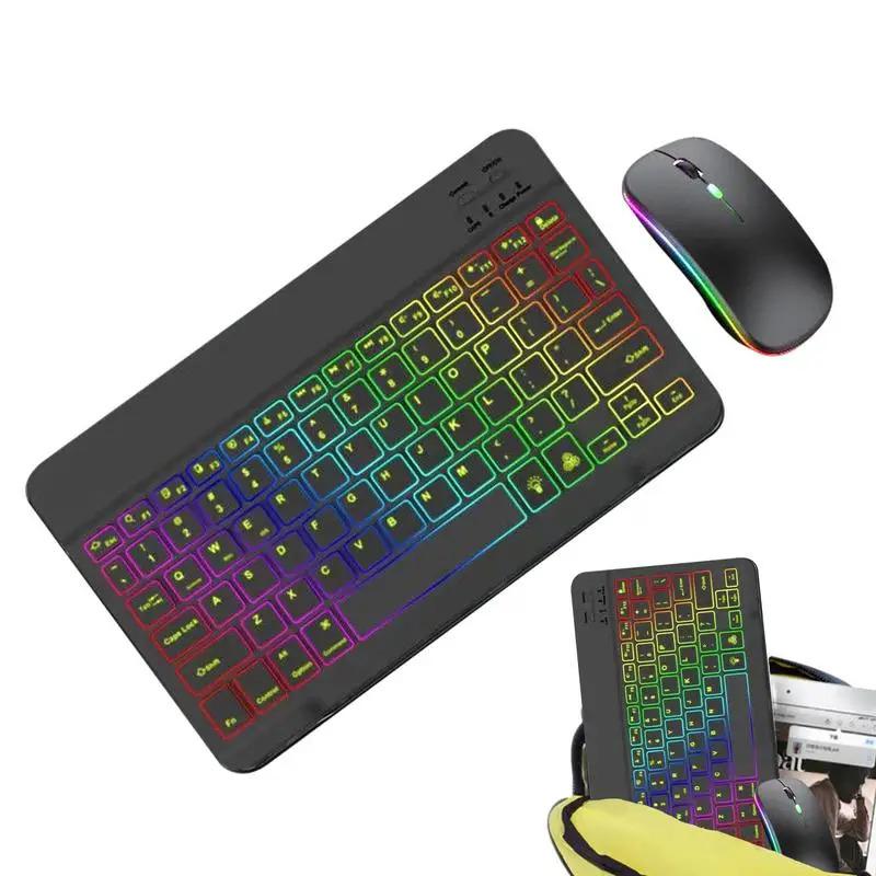 Light Up Keyboard And Mouse Wireless 7 Colors Backlit Key Board ...