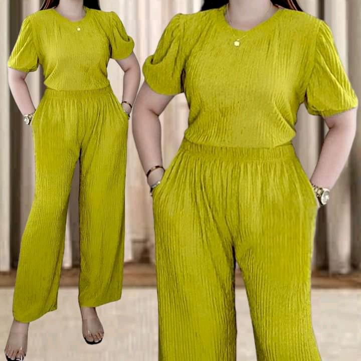 PLUS SIZE PUFF SLEEVE BLOUSE & PANTS TERNO BARK CREPE FABRI - TikTok ...