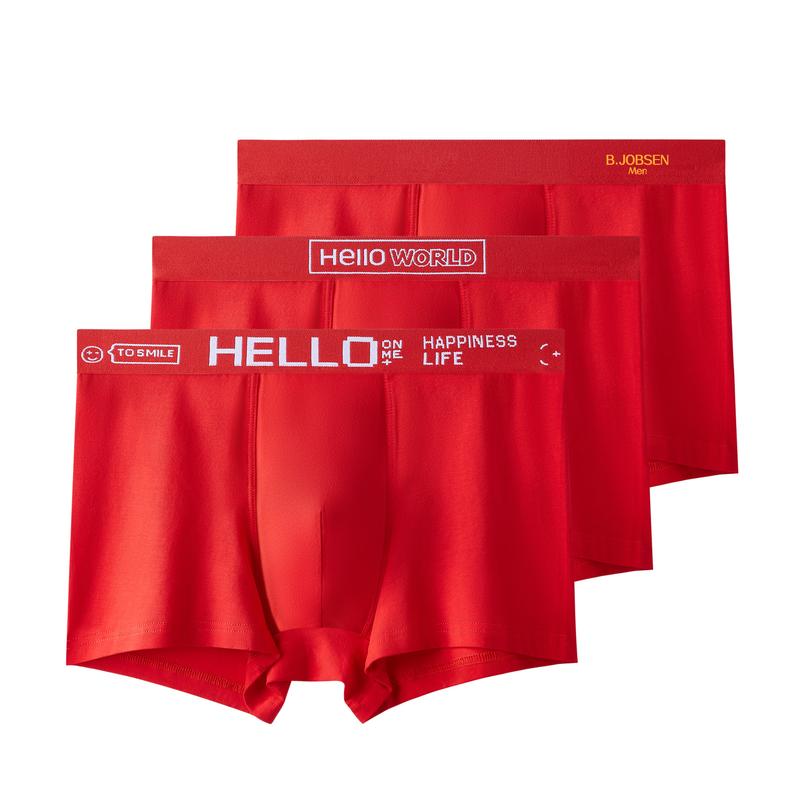 Seluar boxer kapas tulen untuk lelaki, seluar dalam merah, tahun ...