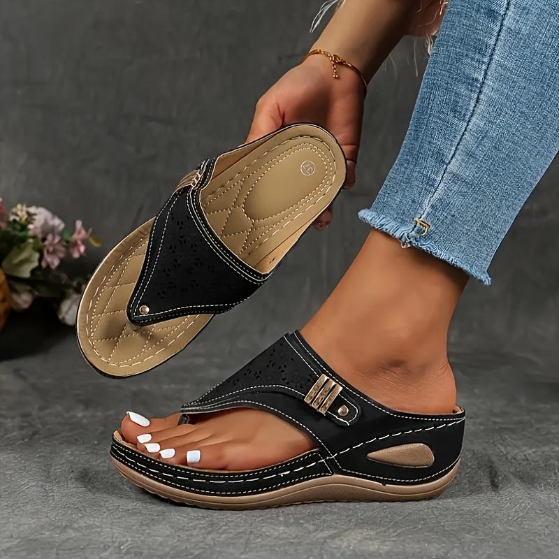 Women's Brown Microfiber Leather Flip Flops - Breathable Mesh, - TikTok ...
