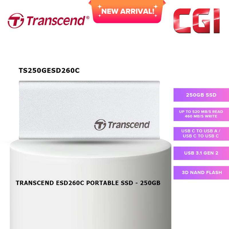 Transcend 250GB ESD260C USB 3.1 Gen 2 Portable SSD－TS250GESD260C ...