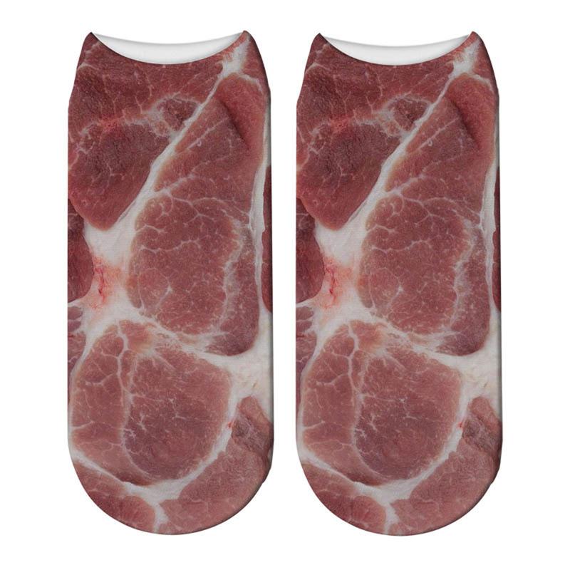 3D Digital Printing Meat Socks 1 Pair Beef Pork Short Sock Funny ...