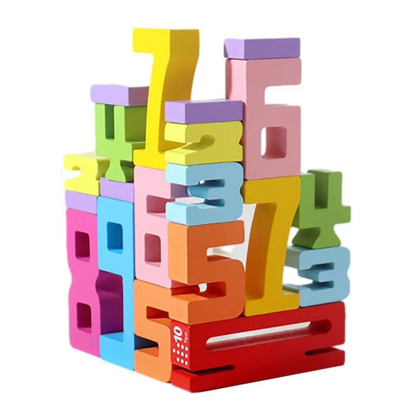 Puzzle Board Wooden Digital Building Blocks Large Particle Educational ...