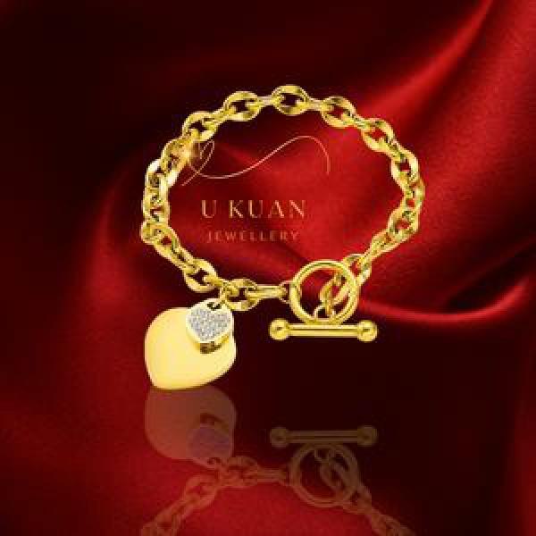 Gelang Tangan Berlian Berbentuk Hati, Warna Emas, Bahan Keluli - TikTok ...