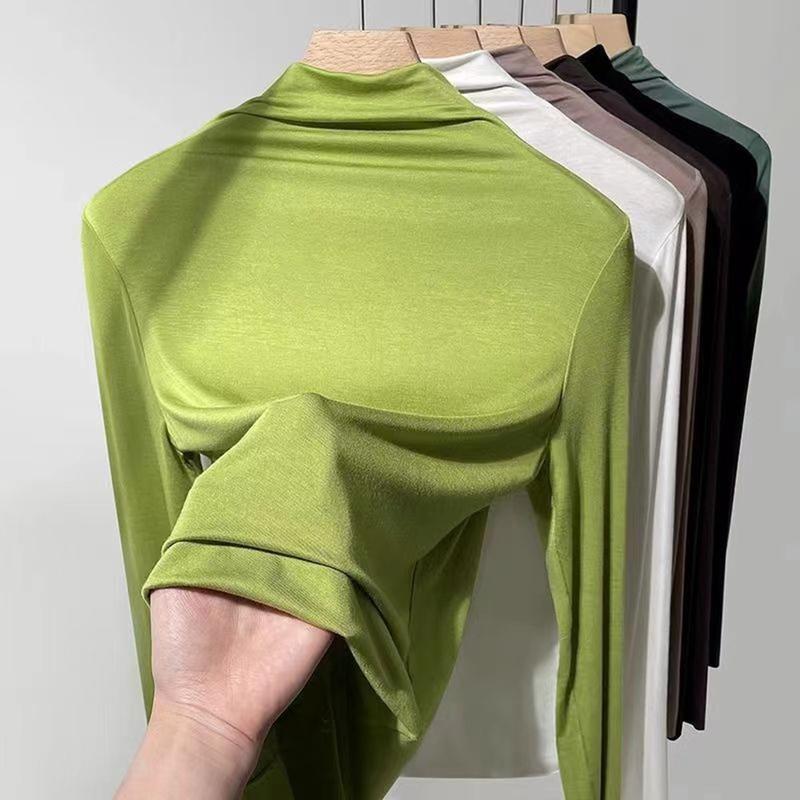 Kemeja-T Turtleneck, Gaya Bawah, Untuk Wanita, Lengan Panjang, - TikTok ...
