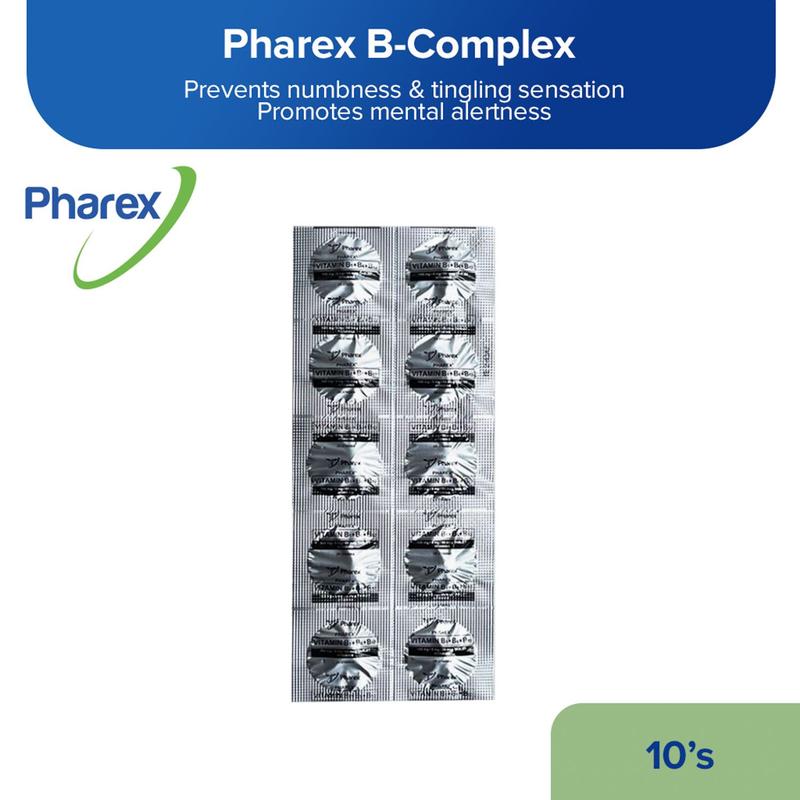 Pharex B-Complex Vitamin B1+B6+B12 100mg/5mg/50mcg 10 Tablet - TikTok ...