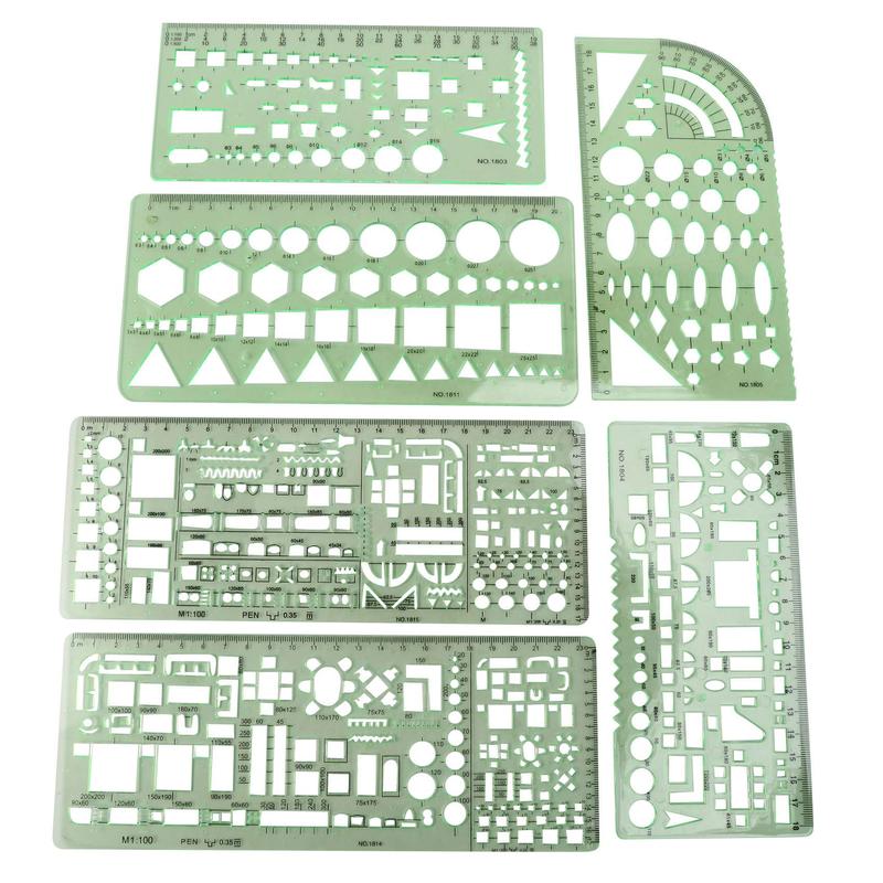 6 Pieces Plastic Measuring Templates Building Formwork Stencils ...