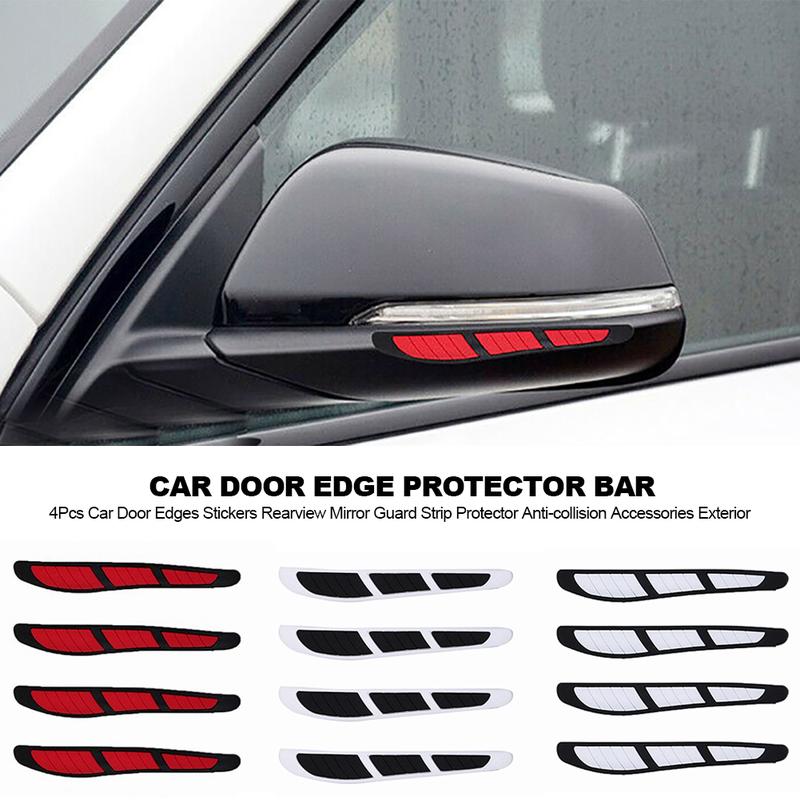 4Pcs Car Door Edges Stickers Rearview Mirror Guard Strip Protector ...