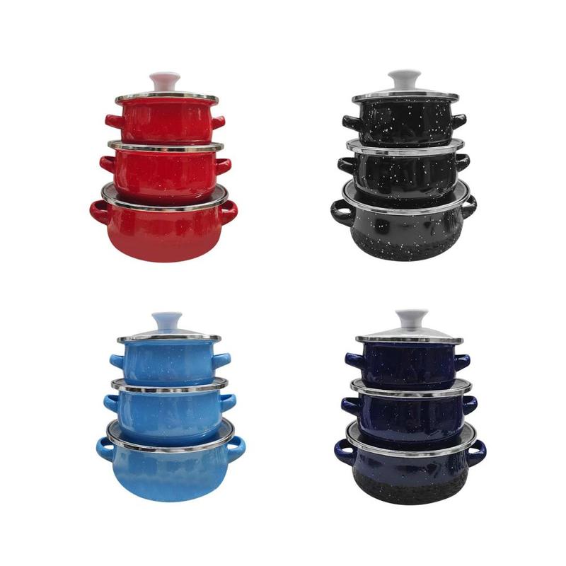 3Pcs Enamel Pot Set Enamel Cookware Set Multifuctional Universal ...
