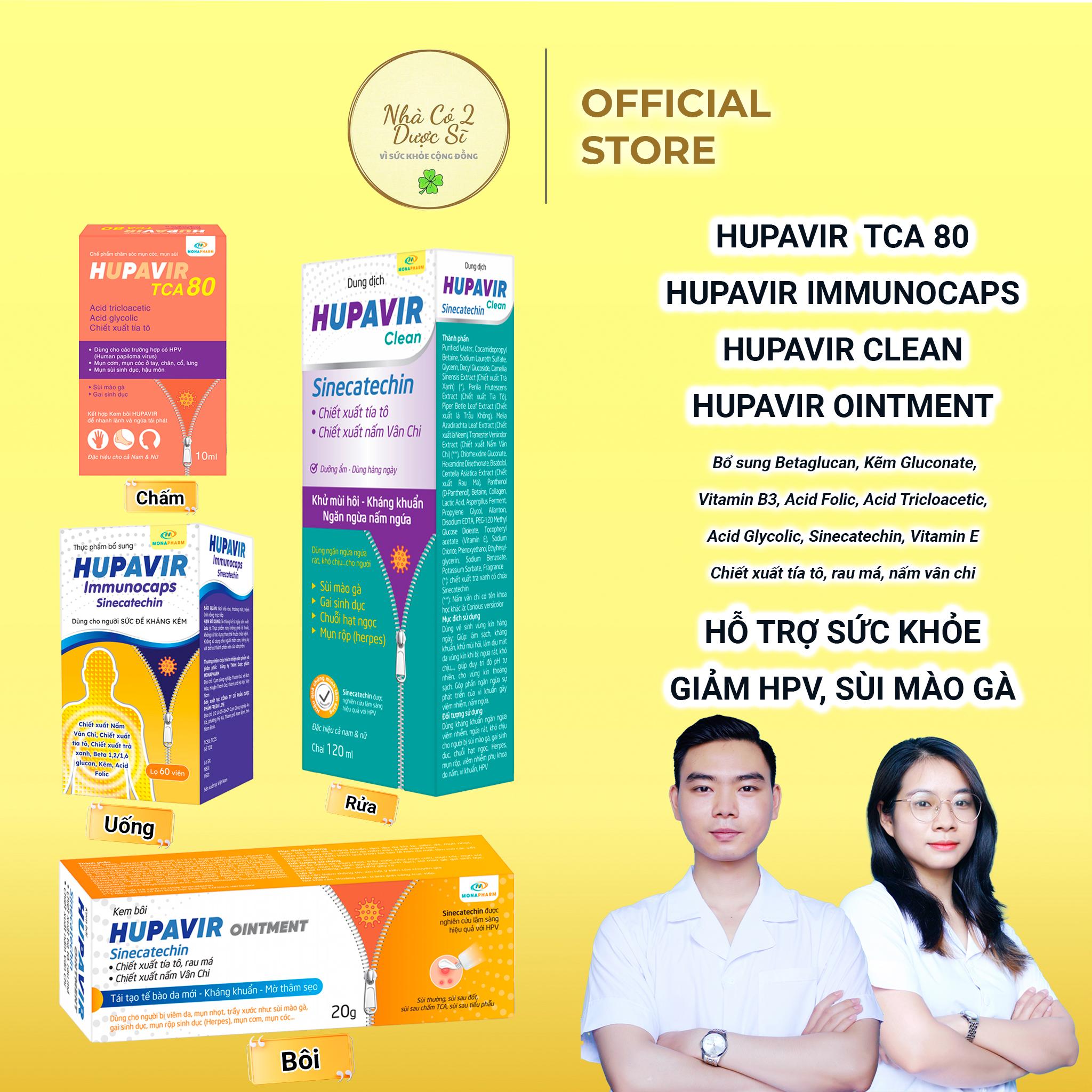 Bộ sản phẩm Hupavir chấm bôi uống rửa (Hupavir TCA, Hupavir Ointment ...
