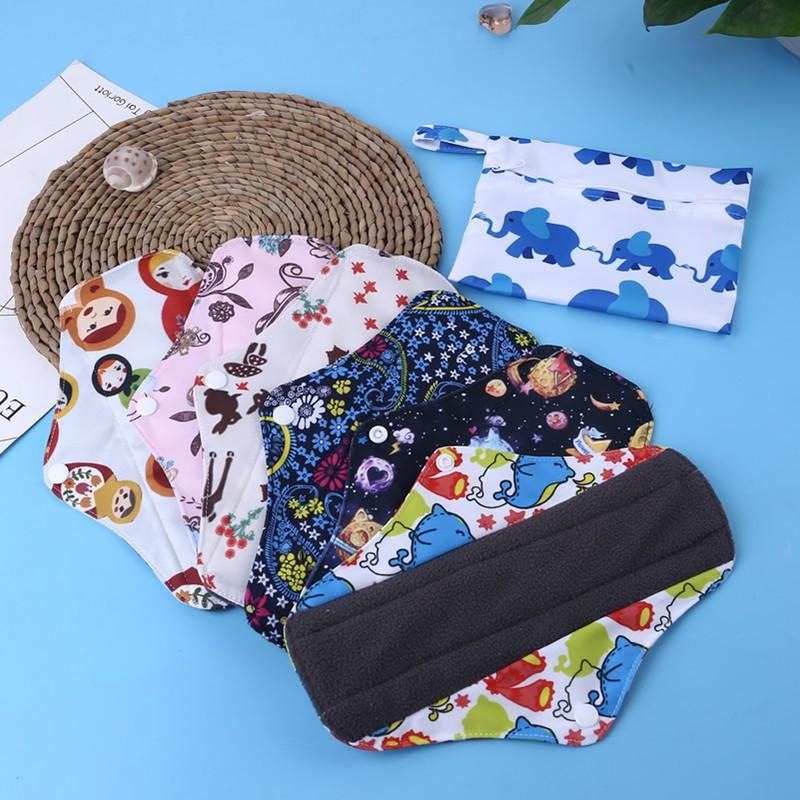 7 Pcs Resuable Waterproof Regular Flow Menstrual Cloth Mama Sanitary ...