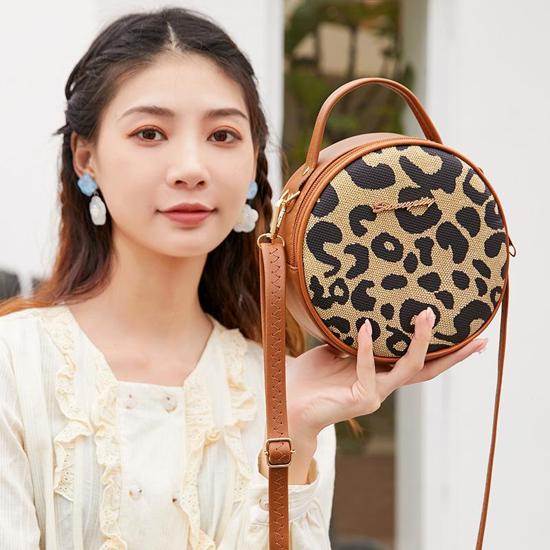 Beg Bulat Kecil, Cetakan Leopard Vintaj Fesyen, Beg Wanita, Popular ...