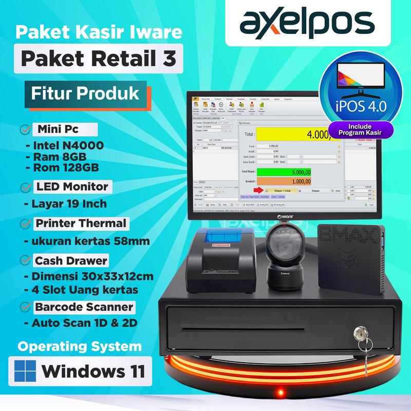 Paket alat mesin kasir Full Set Printer Bluetooth - Cash Drawer - Mini ...