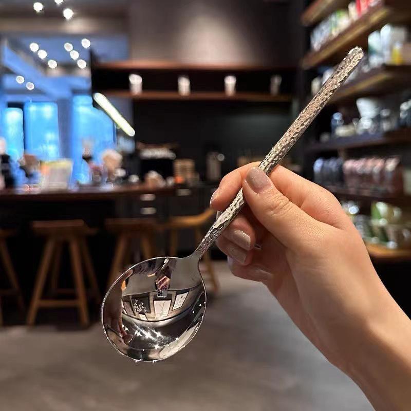 Stainless Steel Round Spoon Net Red Golden Dinner Long Handl - TikTok ...