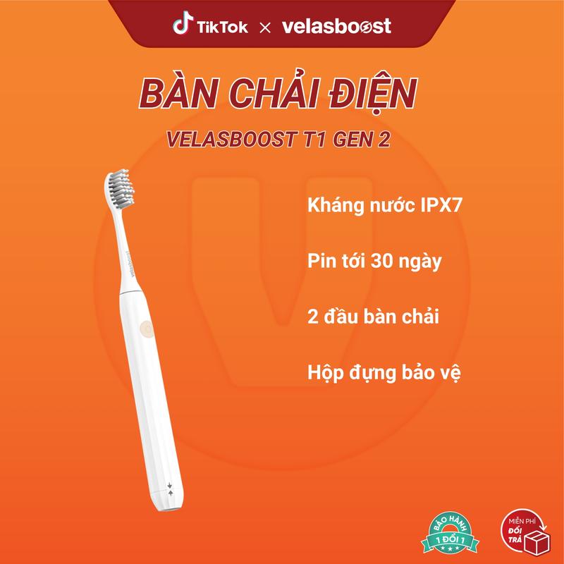 Bàn chải điện velasboost T1 gen 2, 3 mức độ rung, Pin lên tớ - TikTok ...
