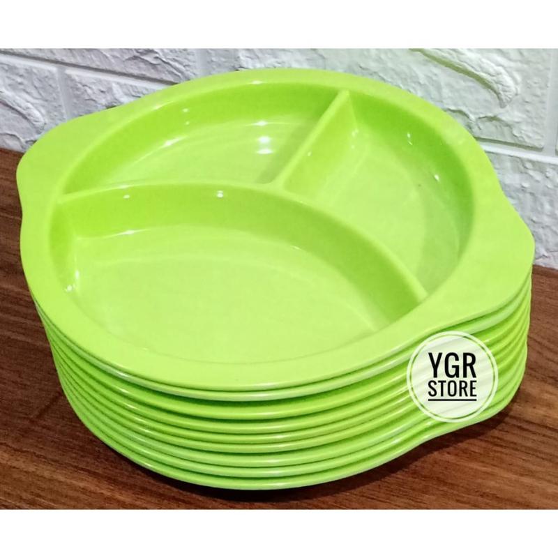 Piring Melamin Bulat Sekat 3 Saji Sayur Lauk Side Dish Buah Salad ...