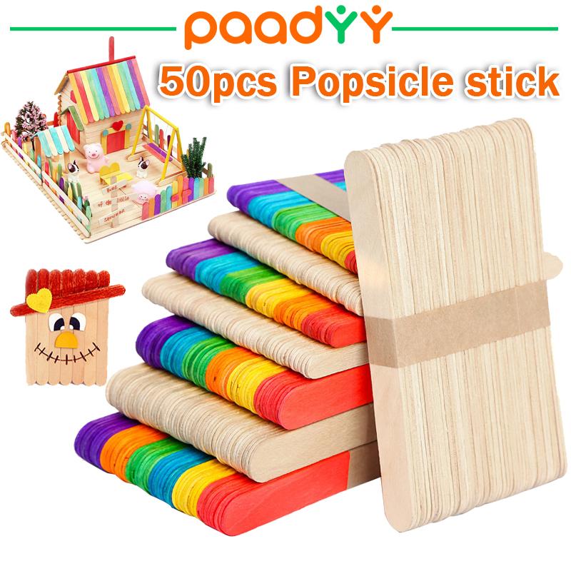 PAADYY 50 pcs School popsicle sticks Wooden Popsicle Stick Ice - TikTok ...