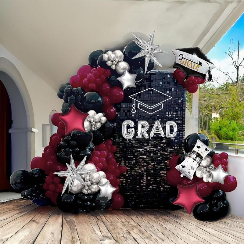 Black Maroon and Balloon Garland Arch Kit 130+ Pieces with Maroon and ...