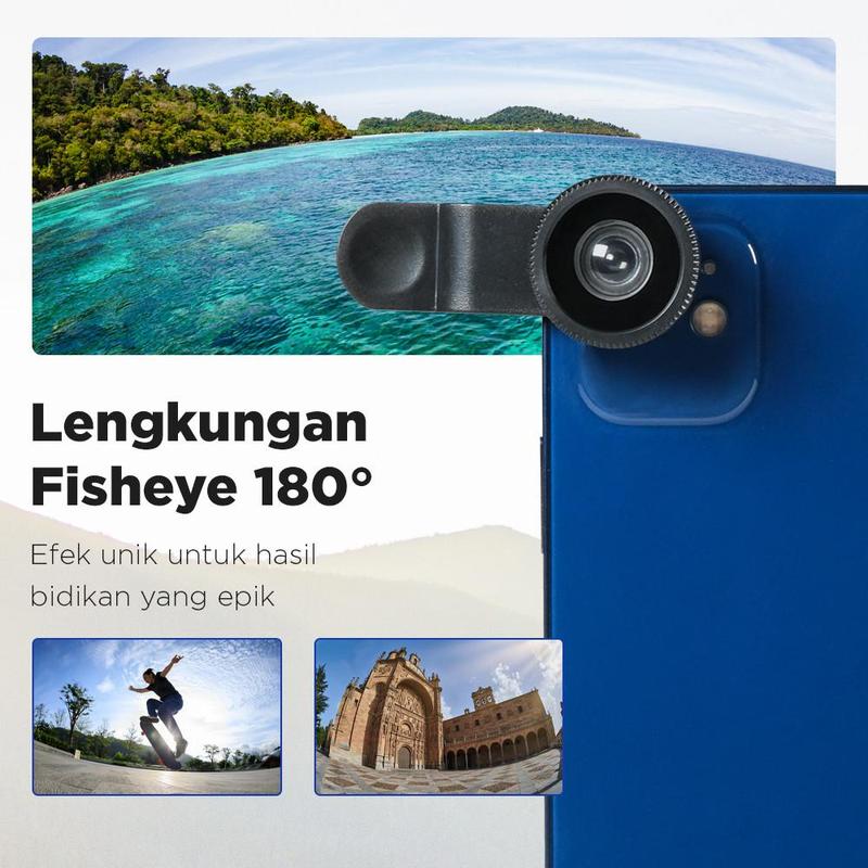 WS CUIMENG Lensa Tambahan Kamera HP 3in1 Fish Eye Macro Wide 0.67X ...