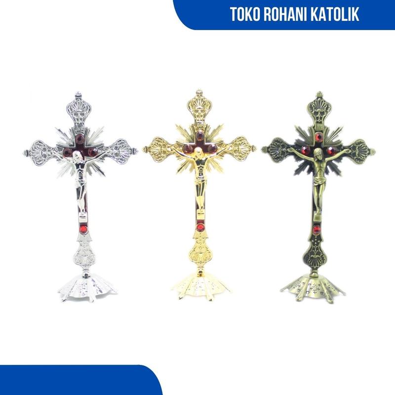 SALIB ALTAR 24 CM / SALIB DUDUK KATOLIK / SALIB MEJA / SALIB ALTAR ...