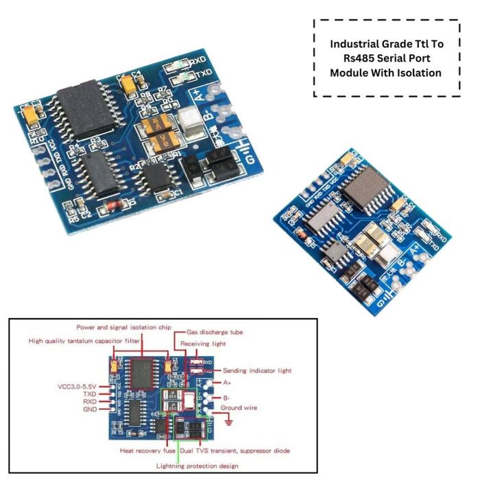 Jual TTL to RS485 RS485 to TTL UART Converter Module Isolated ...